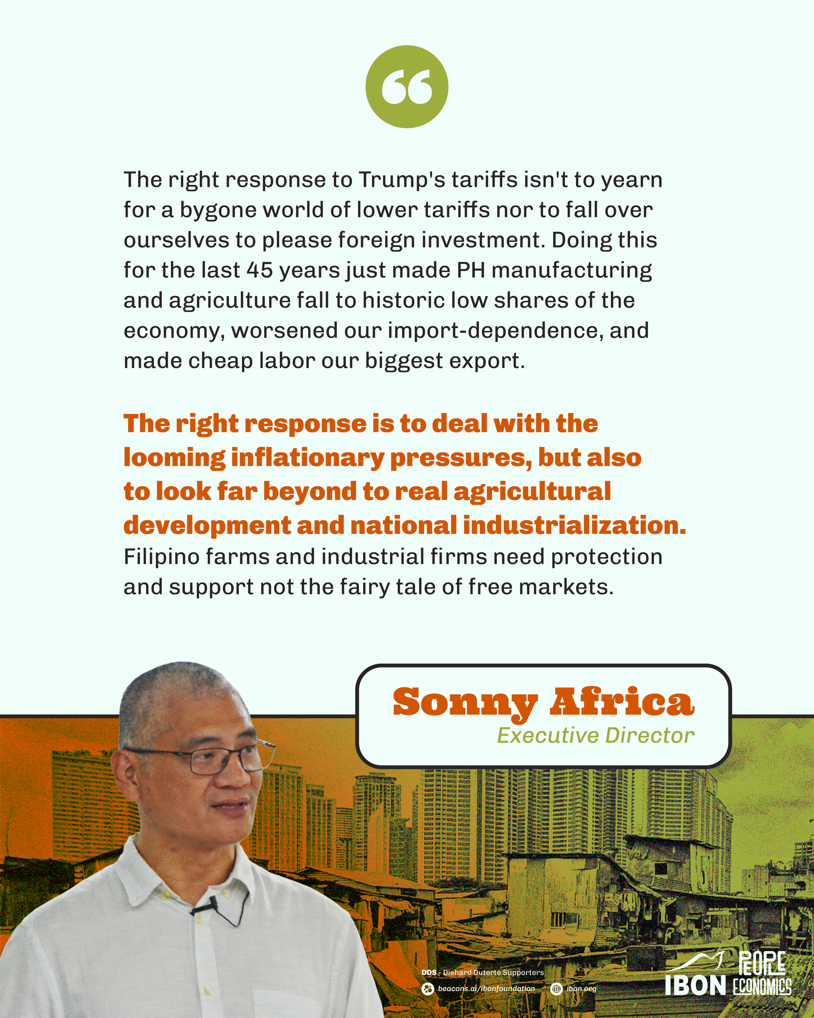 IBON Executive Director regarding US imposing 17% tariff on PH exports ...